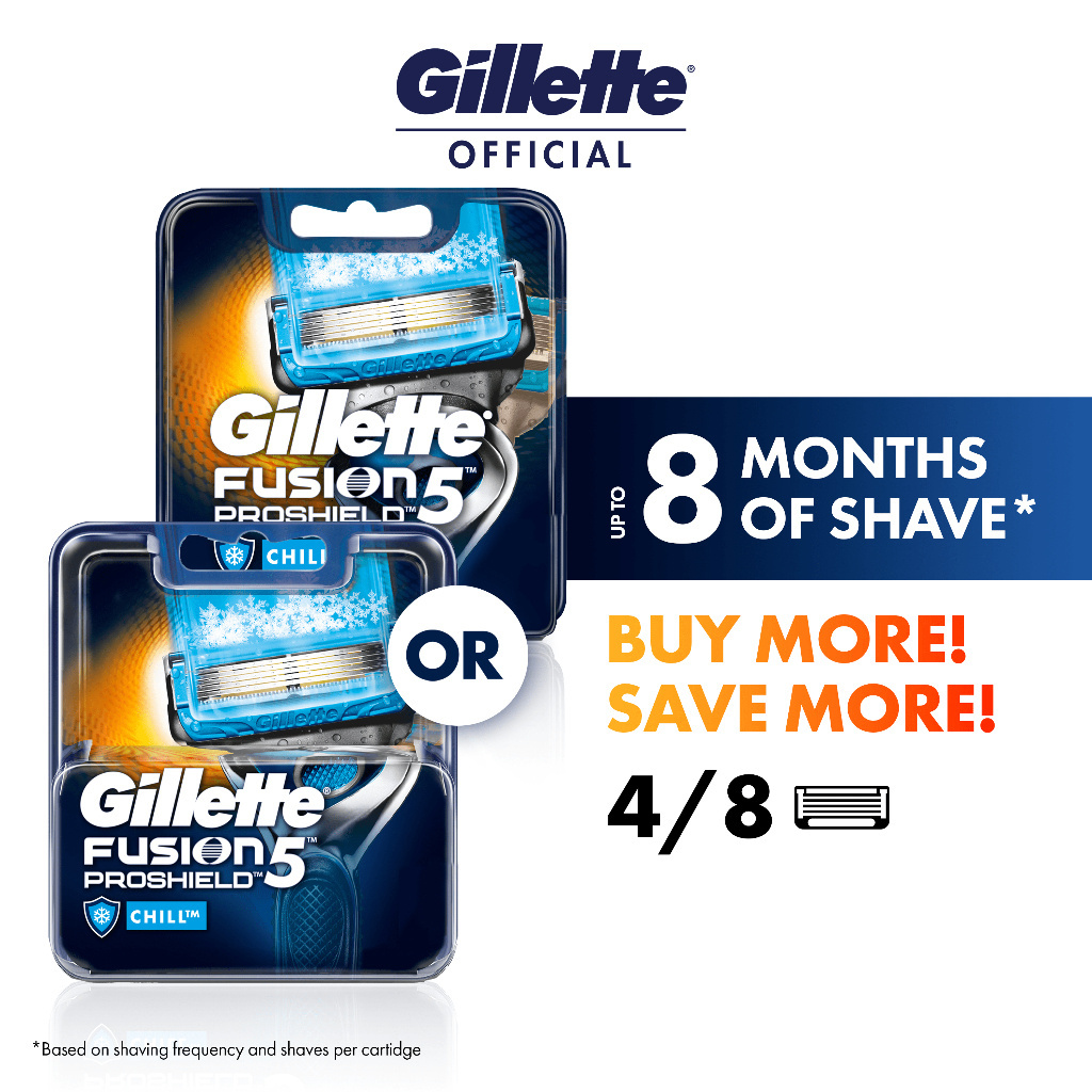 Gillette Fusion Proshield Flexball Chill 4/8 Razor Blade Refills ...