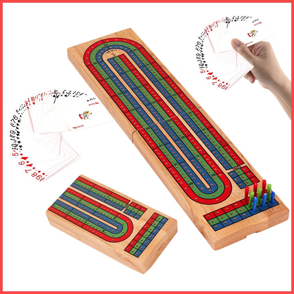 Cribbage Board Game Classic 3 Track Cribbage Board With 9 Cribbage Pegs ...