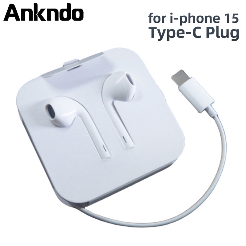 Ankndo USB C Earpiece Headphone Wired Type C Earbuds for Aple 15 Pro ...