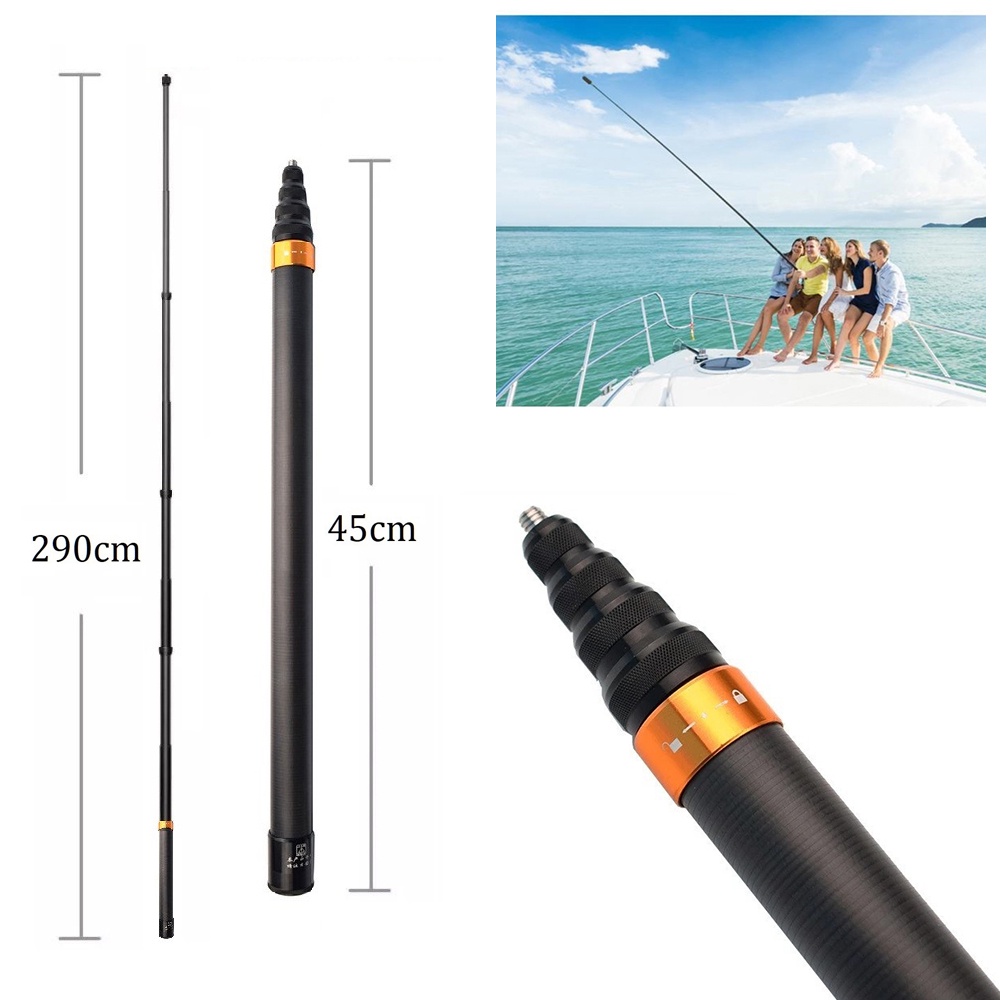 2.9m Super Long Carbon Fiber Invisible Selfie Stick for Insta360 X4 one ...