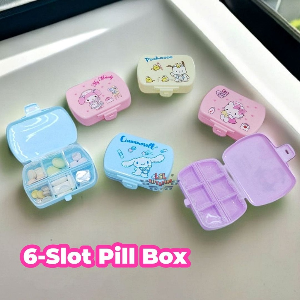 [H-136] LSL 6 Slots Pills Organizer Plastic Box Tablet Candy Divider ...