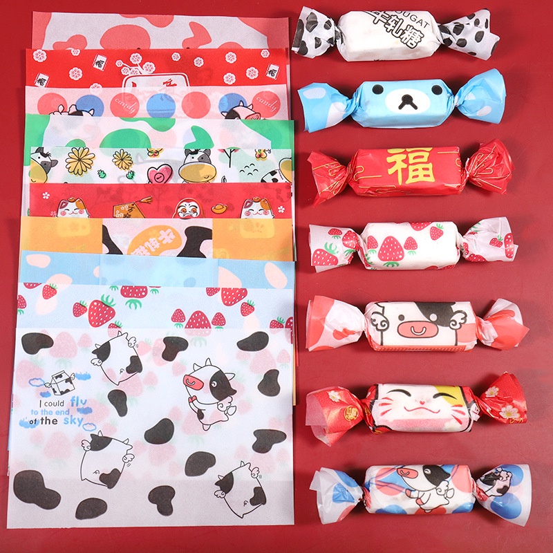 100pcs Nougat Packaging Paper Cute Candy Paper Baking Handmade Creative ...