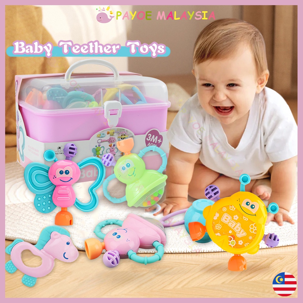 Payoe 11pcs/set Baby Soft Rubber Rattle Hanging Playset Teether Grap ...