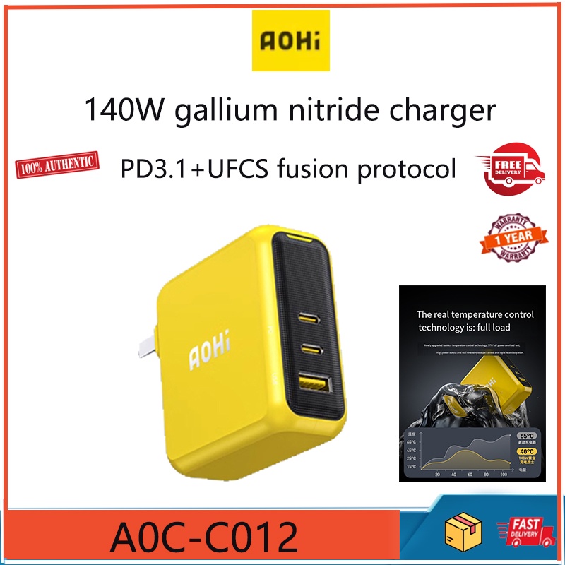 Aohi A0C-C012 140W Gallium Nitride GaN Charger Head PD3.1 Super Fast Charge typec Plug Multi ...