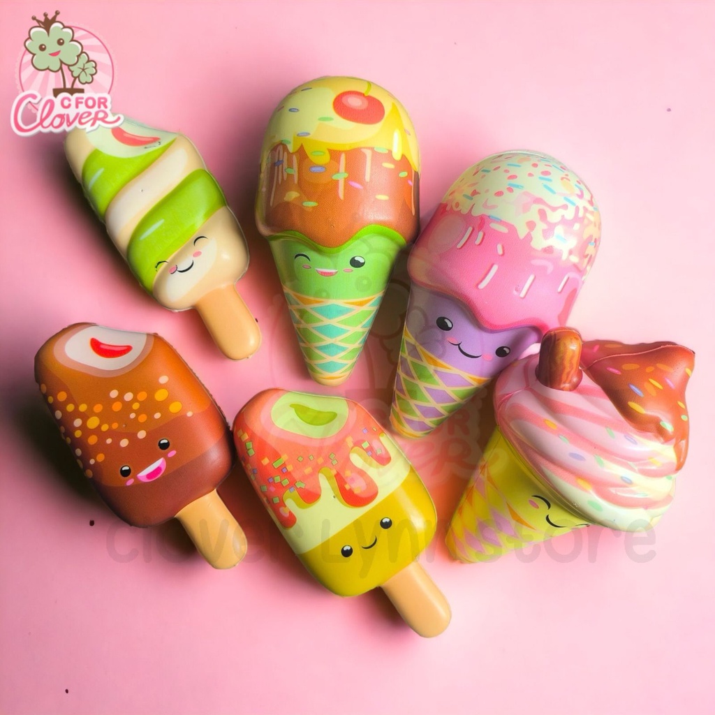 Squishy ICE cream with CUTE EMOTICON ICE cream CUTE Character food with ...