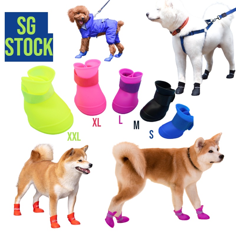 Pet rain shoes dog cat anti-slip rubber boot dogs cats foot cover puppy ...