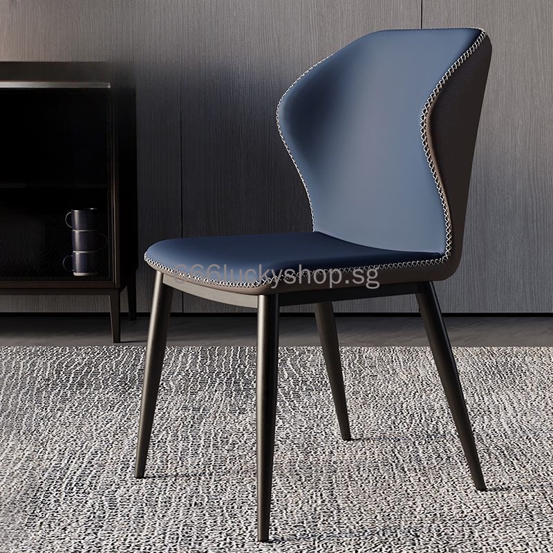Nordic PU Leather Backrest Dining Chair Luxury Modern Leather High Back ...