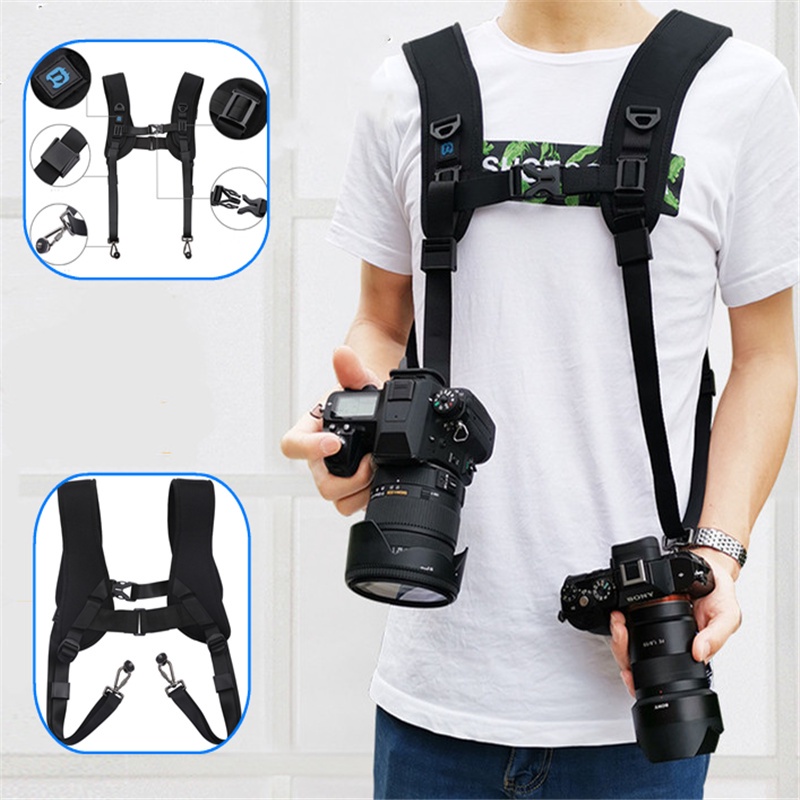 PULUZ Quick Release Double Shoulder Harness Soft Pad Decompression Foam ...