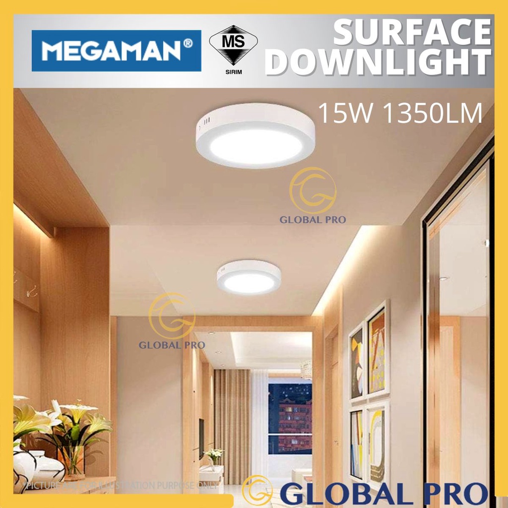 SIRIM MEGAMAN 15W 7" LED Surface Downlight Mounted Ceiling Down Light ...