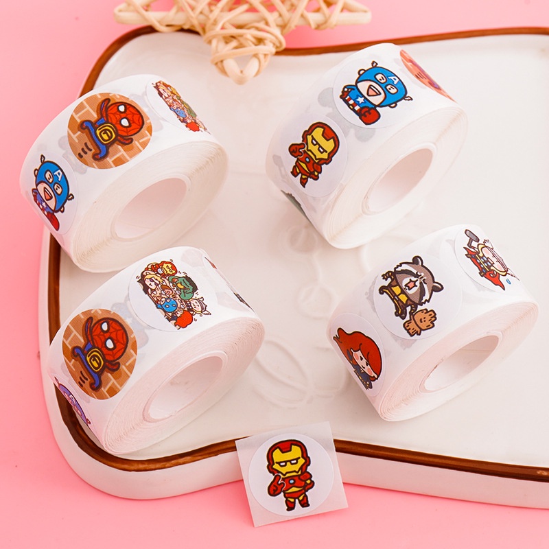 500PCS Q Version Avengers Alliance Stickers Circular Sealing Stickers ...