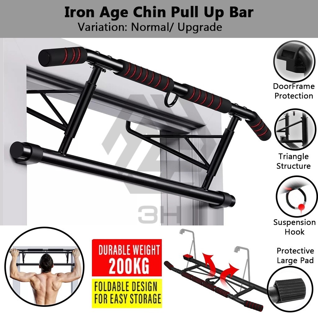 3H Iron Door Chin Pull Bar | Iron Age Chin Up Bar | Pull Up Bar Doorway ...
