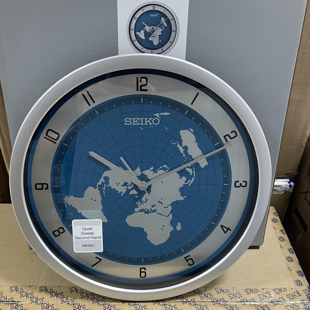 Seiko Clock QXA814S Peacock Blue Dial World Map Clock Quiet Sweep ...