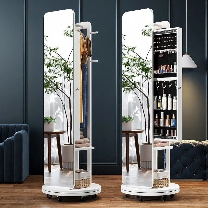 Storage Cabinet Rotating Dressing Mirror Solid Wood Integrated Full ...