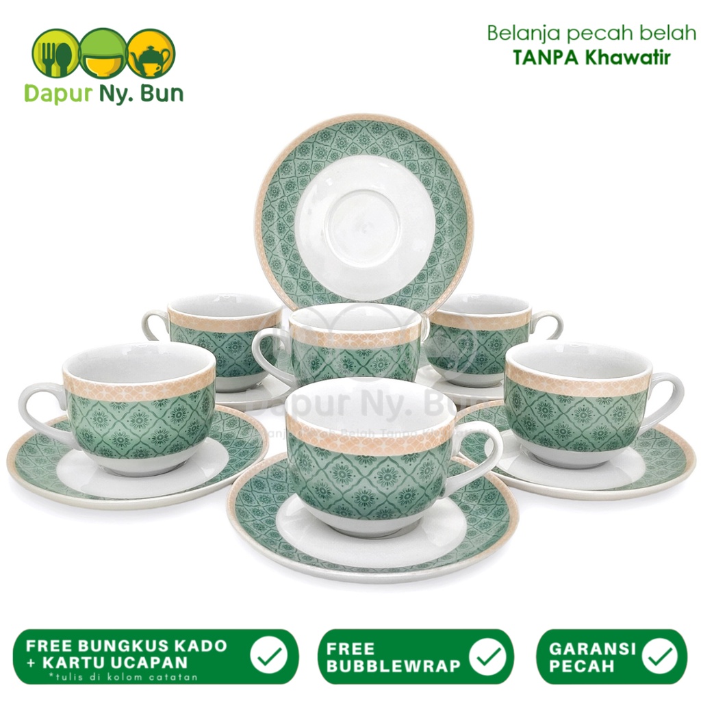 6 Pairs of Coffee Cups Set with Batik Motifs / Tea Saucer Cups | Shopee ...