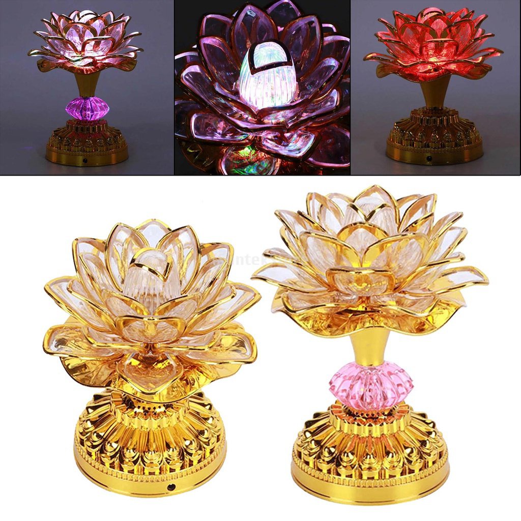 LED Lotus Buddhist Lights Color-Changing Buddha Lotus Lamps Battery ...