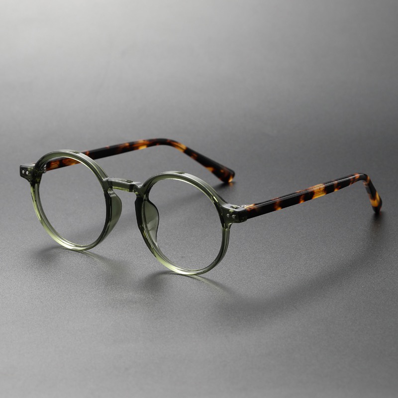 Retro Round Optical Glasses Frame Integrated Nose Pads Eyeglasses Men ...