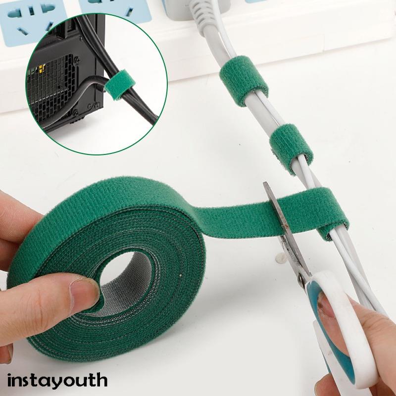 5M/Roll 10mm Width Cable Organizer USB Cable Winder Management nylon ...