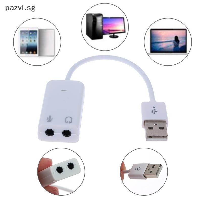 pazvisg USB 2.0 To Jack External USB Sound Card 3D Audio Headset Microphone Earphone 7.1 Channel ...