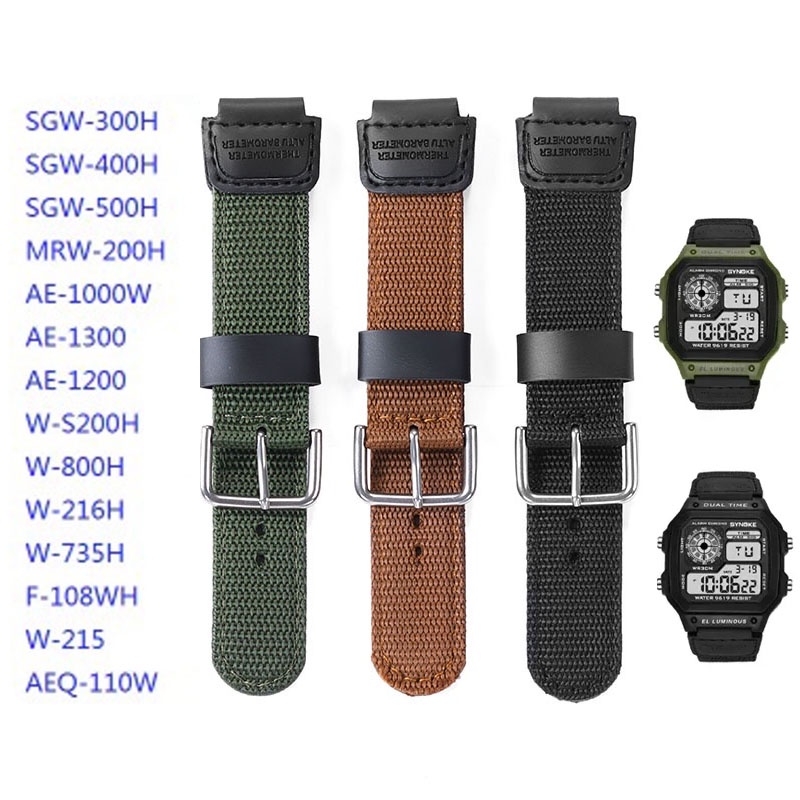 Nylon Watch Bracelet for Casio AE-1200 AE1300 SGW-300H AQ-S810W W-216H ...