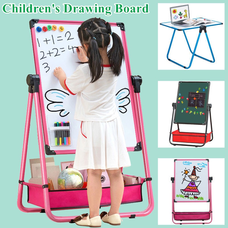 Children's 360° Rotating Stand Whiteboard Kids Magnet Drawing Board ...