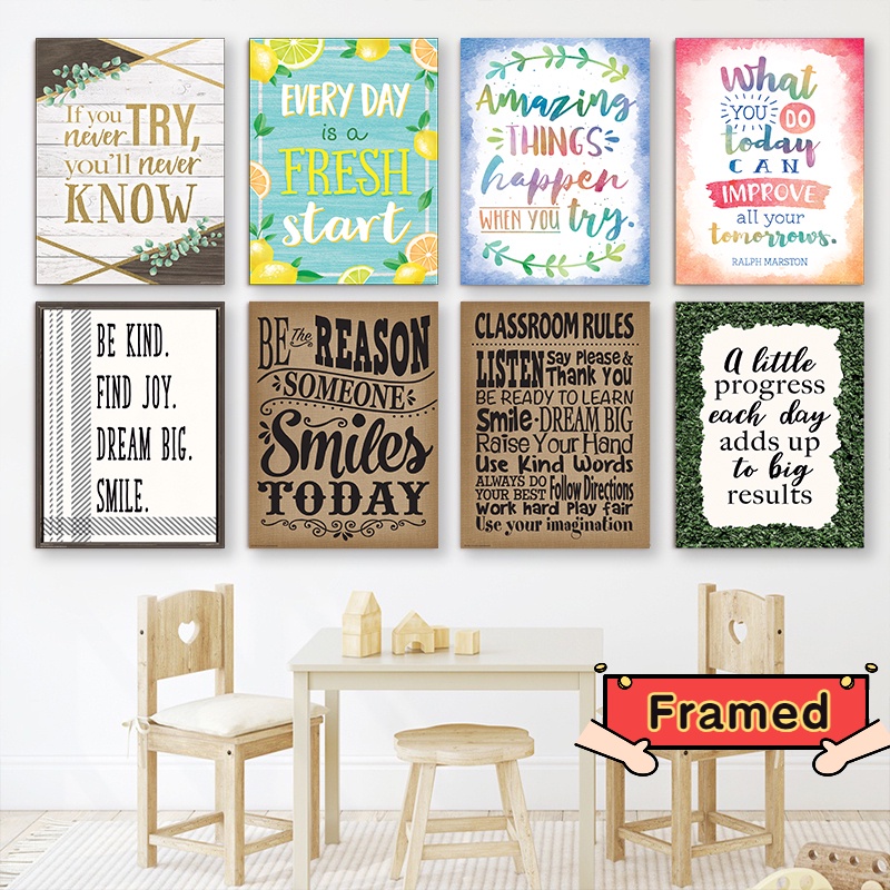 Framed Minimalist Poster Study Room Decorative Wall Art Living Room ...