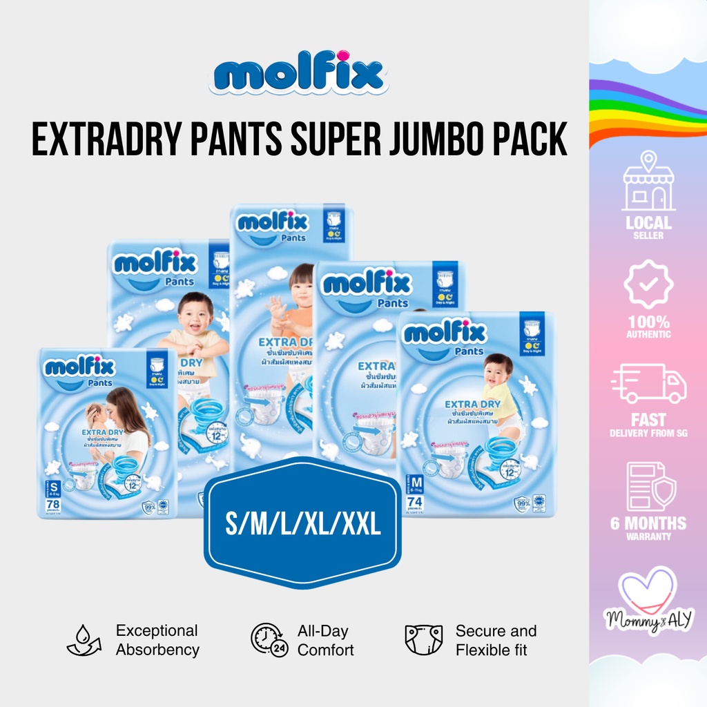 Molfix Extradry Pants Jumbo Pack S-XXL - Ultra-Absorbent & Super ...
