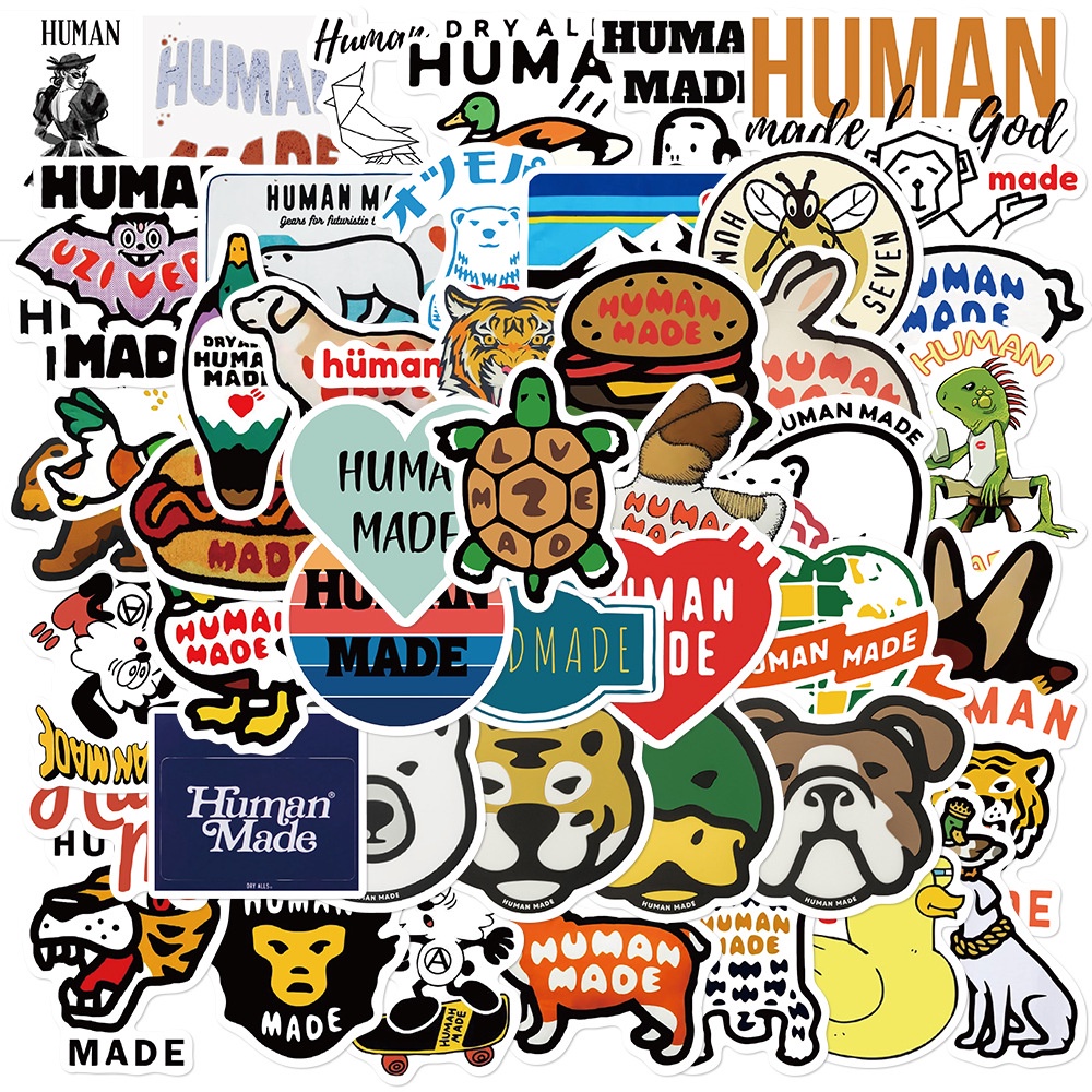 50 pcs HUMAN MADE Japan Trendy Brand Waterproof PVC Stickers | Shopee ...