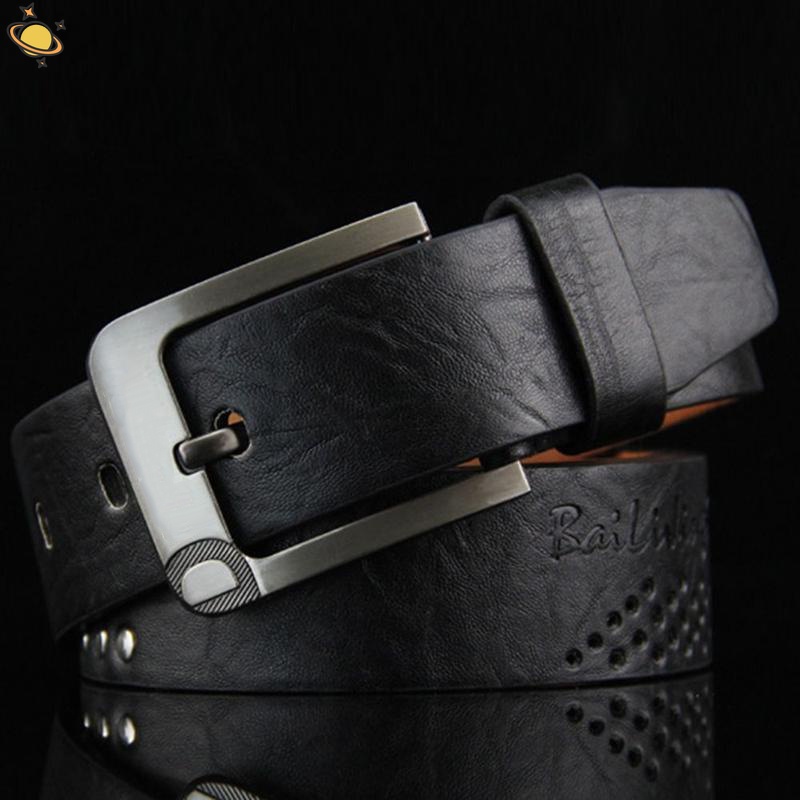 Leather Men'S Belt Luxury Classic Buckle Business Retro Belt Alloy Belt ...