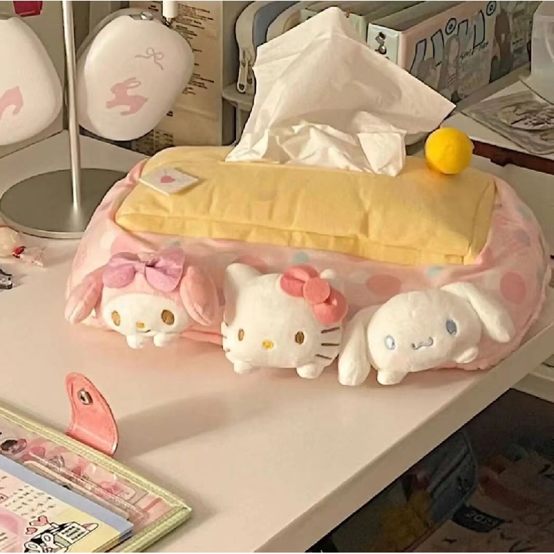 Hello Kitty Tissue Box Sanrio Cute Plush Girl Heart Desktop Storage ...