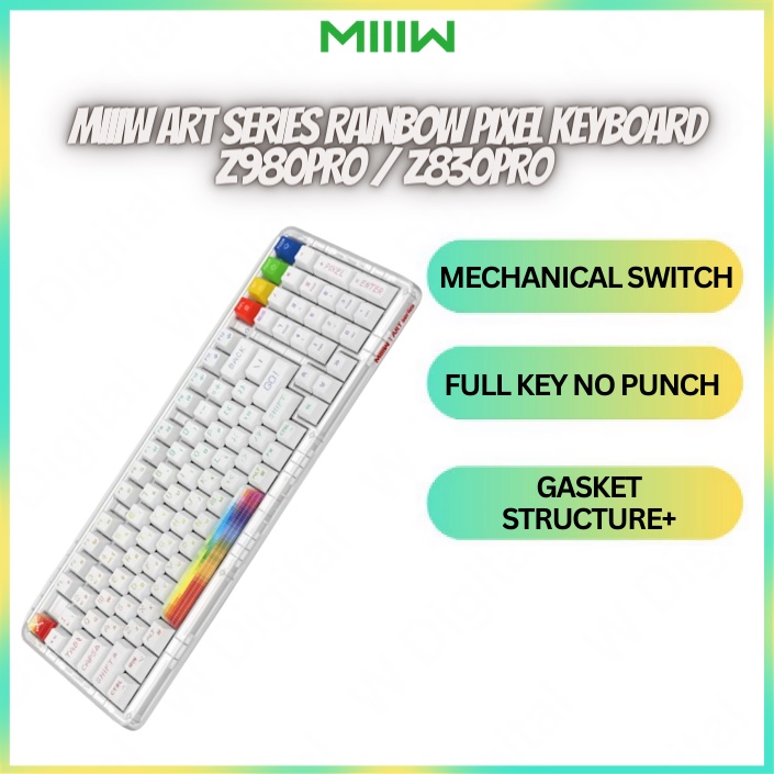 MiiiW ART Z830 Z980 83/98-Keys Mechanical Keyboard With RGB Lighting Effect Classic Pixel Style ...