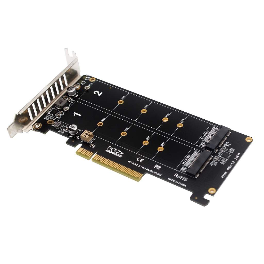 Dual M.2 NVMe PCIe x8 Split Card with PCIe 4.0 Support for SSD RAID ...