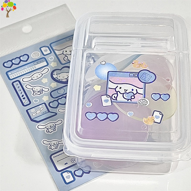 Ins style transparent flip popcorn card film stationery storage box Gu ...