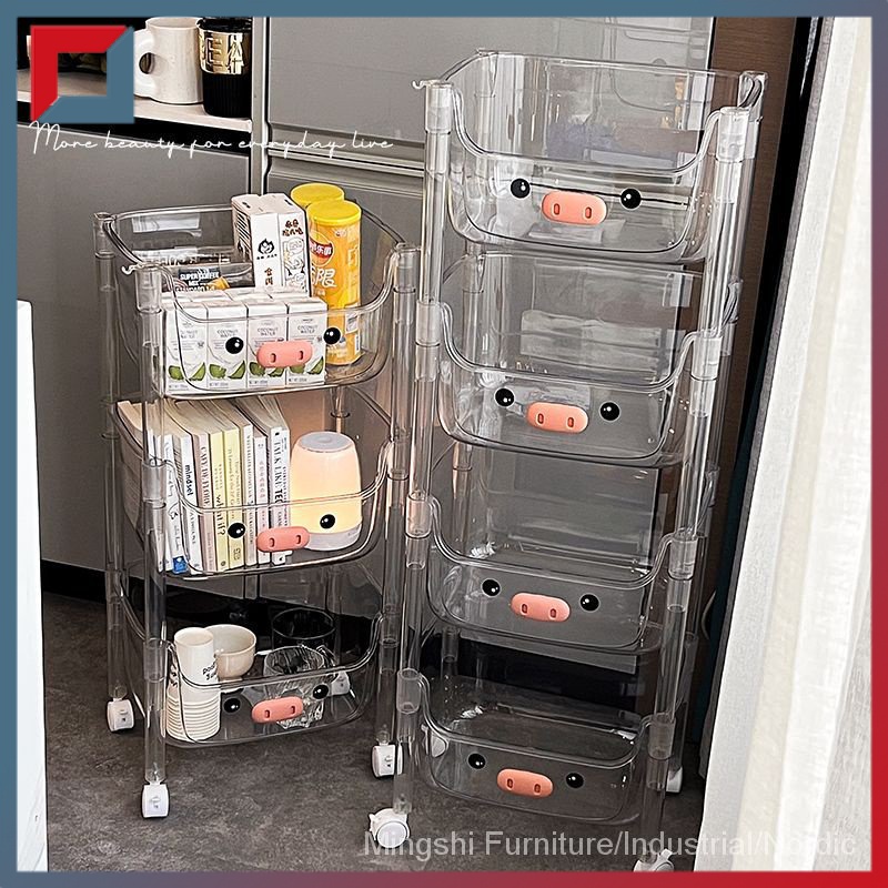 Small cart storage rack floor to floor snacks mobile bookshelf ...