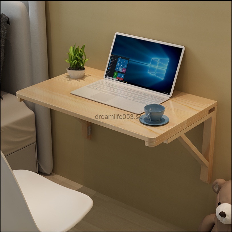 Economy Solid Wood Wall Table Folding Table Against the Wall Computer ...