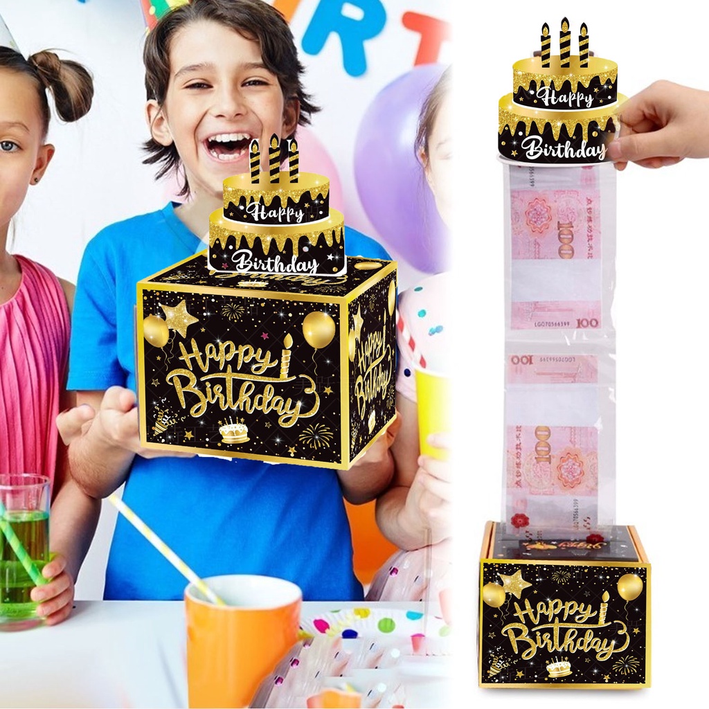 DIY Birthday Surprise Gift Box Fun Pull Money Box with Cake Card ...