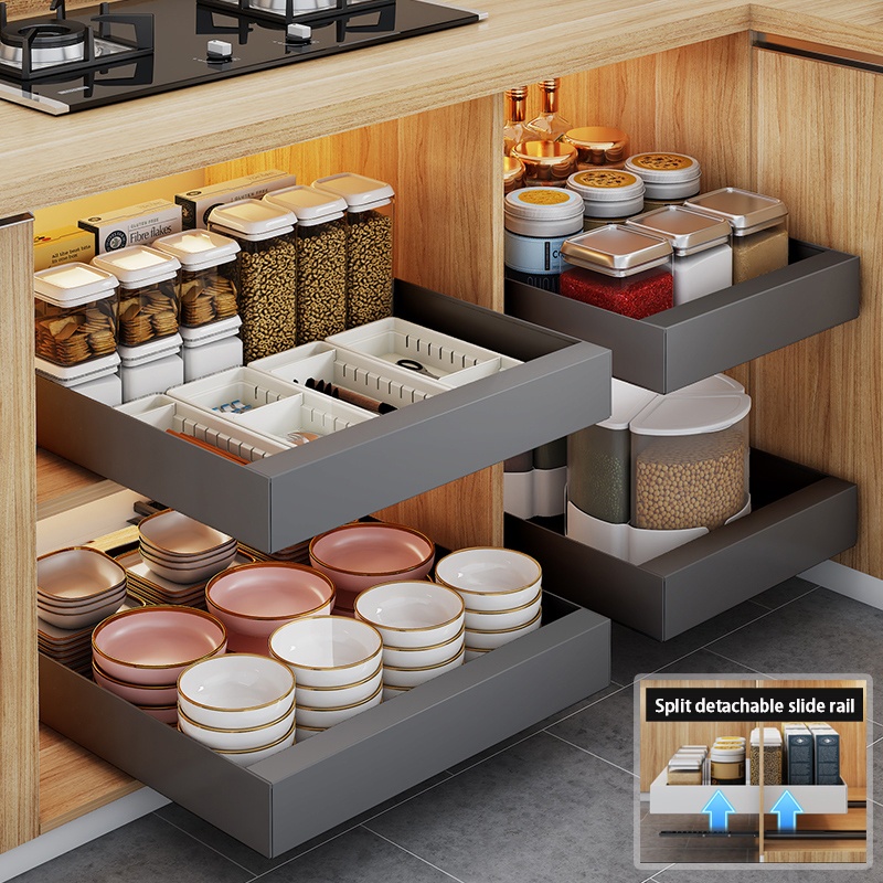 【SG Stock】Kitchen Drawer Style Pull Basket Dish Cabinet/Under sink pull ...