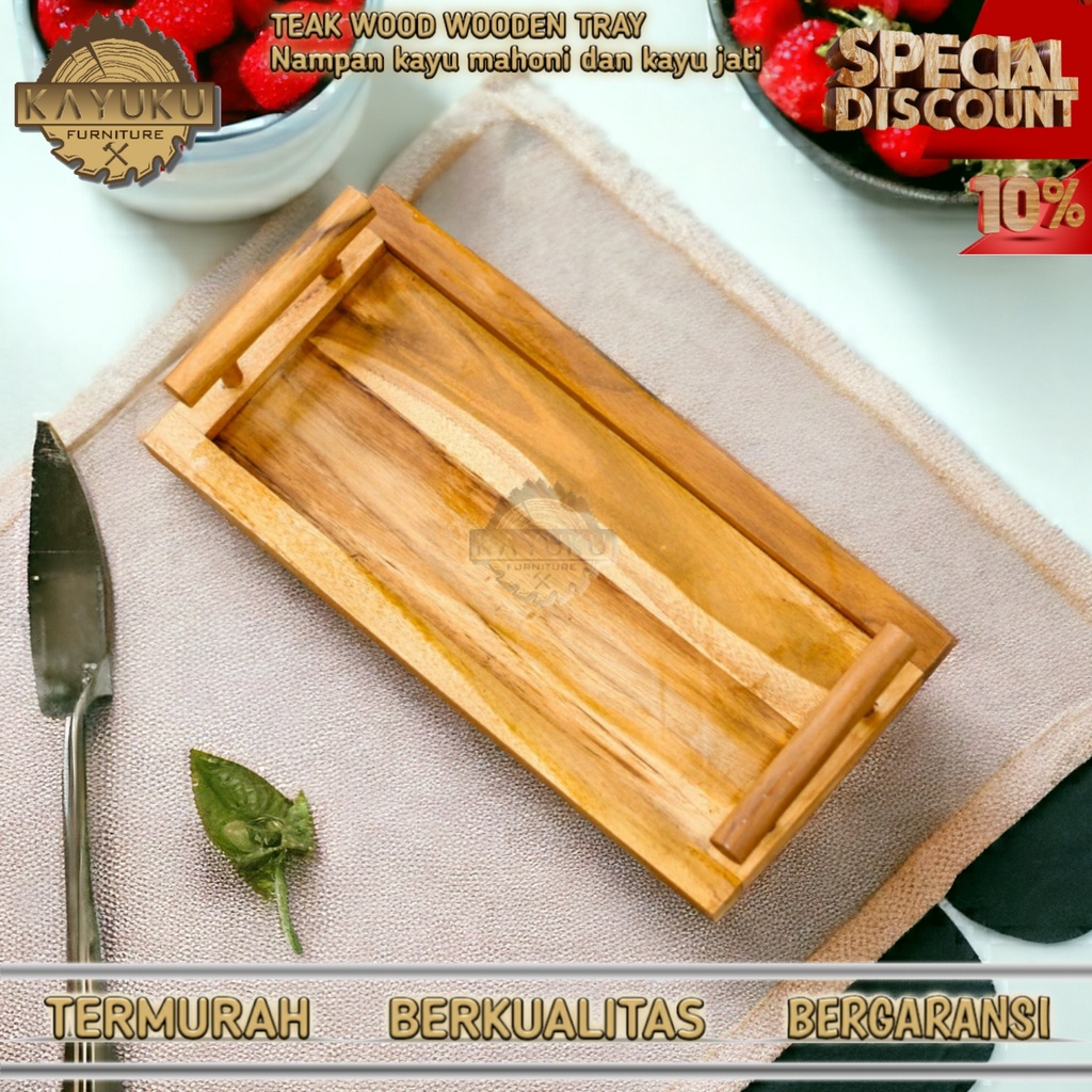 KAYU Premium teak wood tray teak wood 30x18x2 cm wooden tray wooden ...