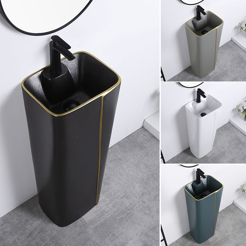 Bathroom Wash Basin Color Color Gold Wash Basin Column Ceramic Floor ...