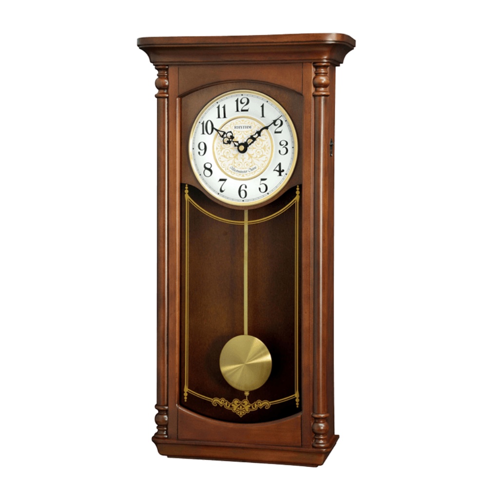 CMJ581NR06 Rhythm Quartz Classic & Antique Wooden Pendulum Wall Clock ...