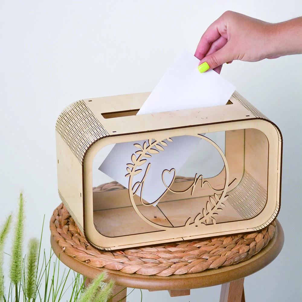 [Customized] Wedding Card Box Personalized Keepsake Box Wooden Envelope ...