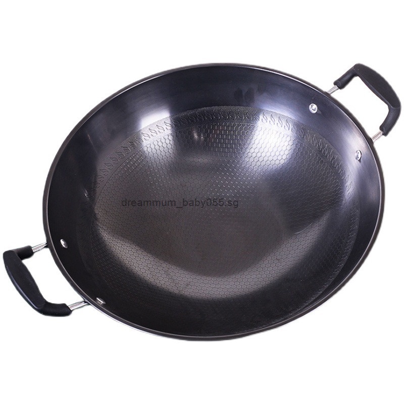 German Wok Honeycomb Non Stick Wok Double Ear Large Iron Wok Vegetable ...