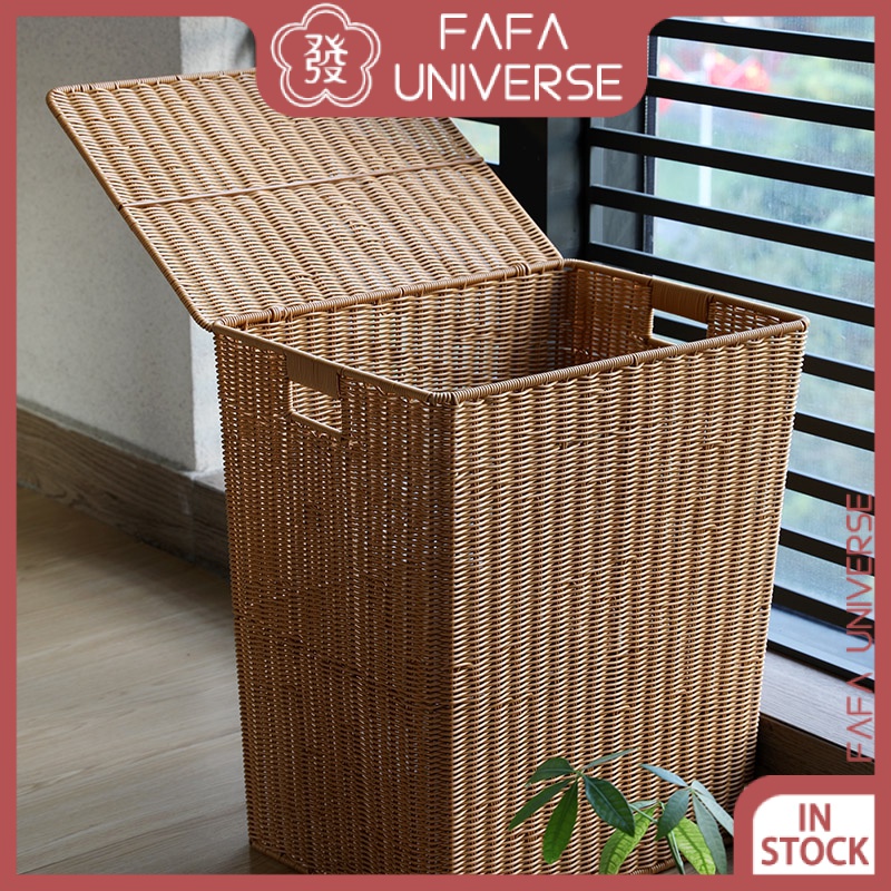 Dirty Clothes Basket Imitation Rattan Dirty Clothes Storage Basket ins ...