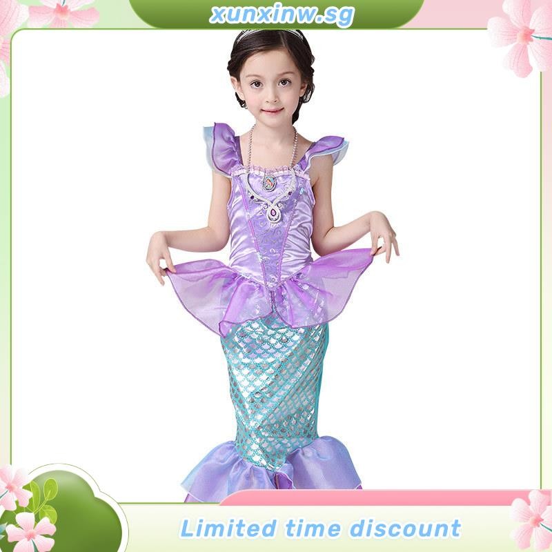 Disney Kids Dress For Girls Cosplay Little Mermaid Ariel Princess ...