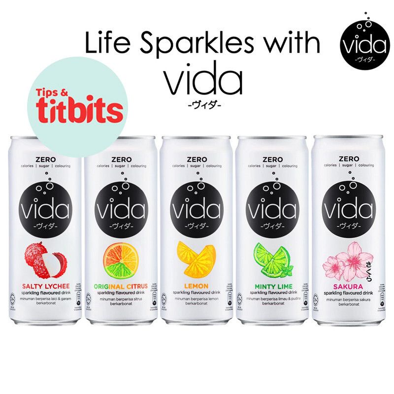 6x325ml (VIDA Zero Sparkling) Salty Lychee/Minty Lime/Lemon/Original ...