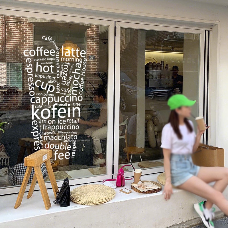 Cafe Shop Coffee Cups Vinyl Wall Sticker House Window Glass Decal ...