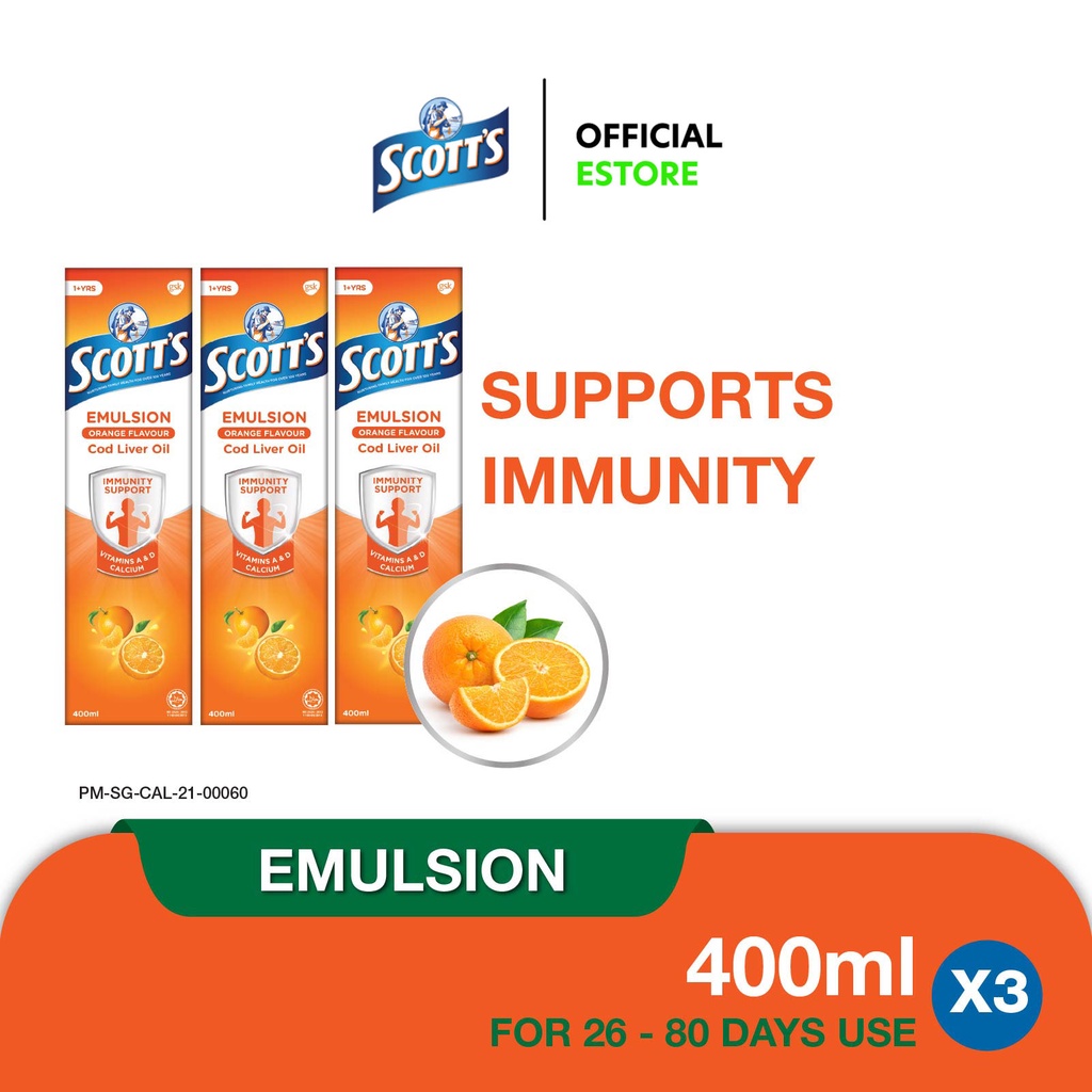 [3 Packs] SCOTT'S Emulsion Cod Liver Oil with Vitamin A, D & Calcium ...