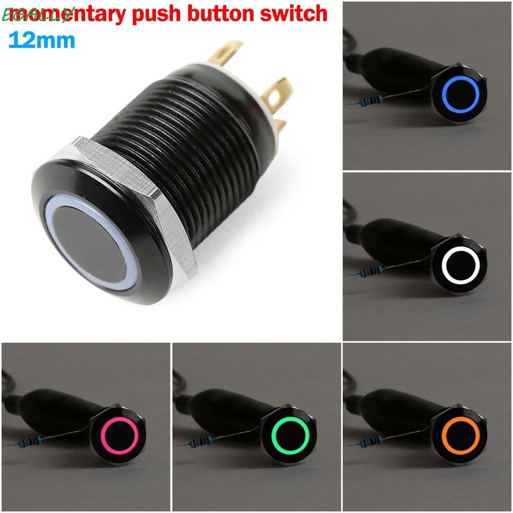 EGALLY 12mm Push Button Gadget Waterproof Black Momentary Switch ...