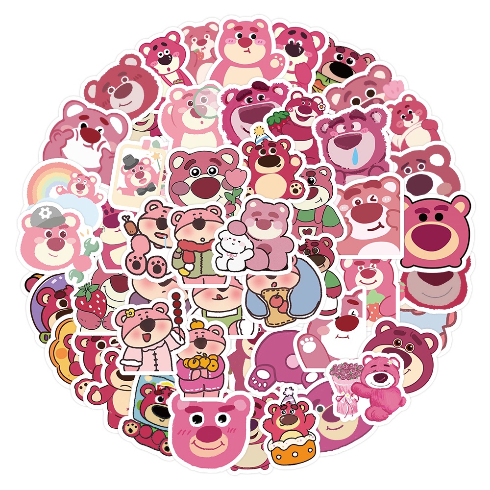 100PCS Cartoon Cute Pink Strawberry Bear Lotso Graffiti stickers For ...