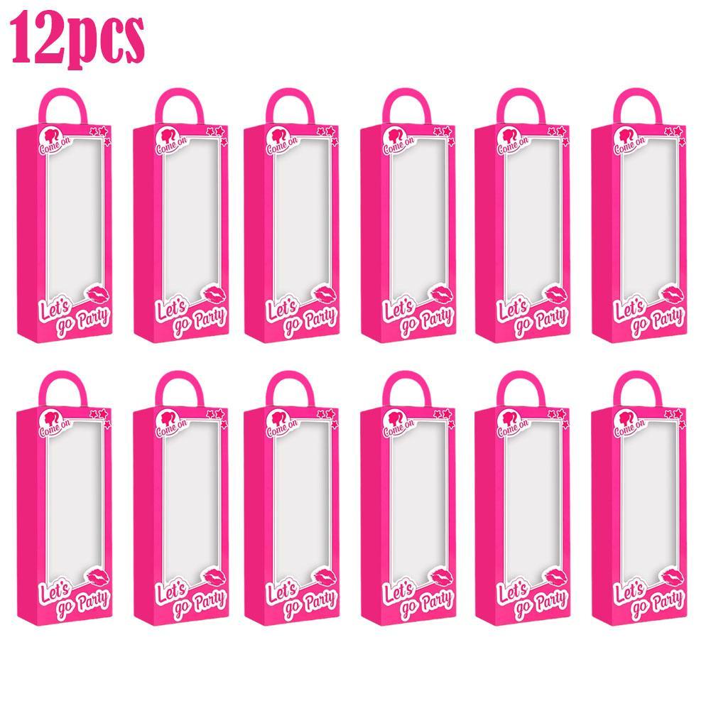 12pcs Pink Barbi Gift Box Cowgirl Theme Birthday Candy Box Girl Party ...