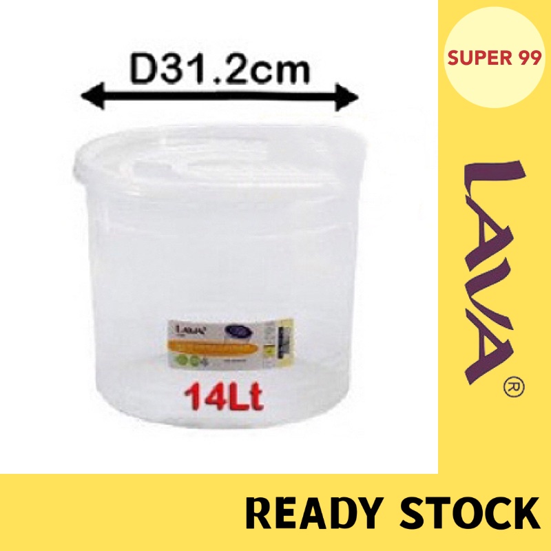 (14L) LAVA Transparent Air Tight Multipurpose Round Container Food ...